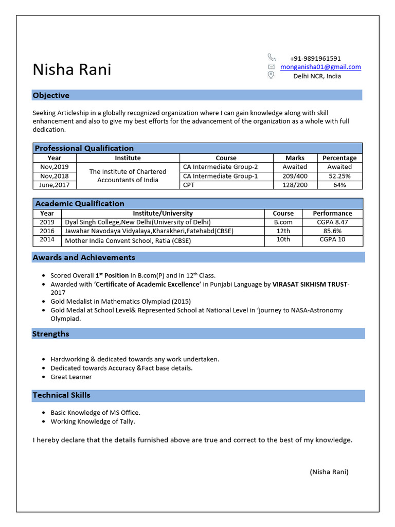 Nisha CV 1st Jan,2020 | PDF