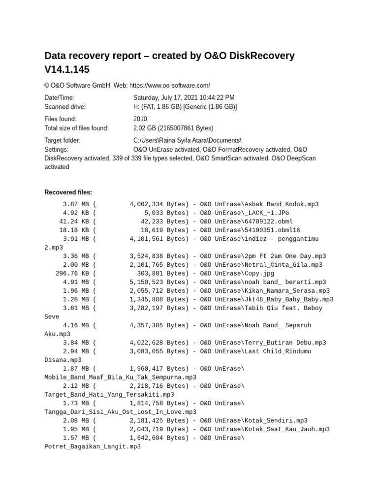 Data Recovery Report Summary | PDF | Byte | Computer File