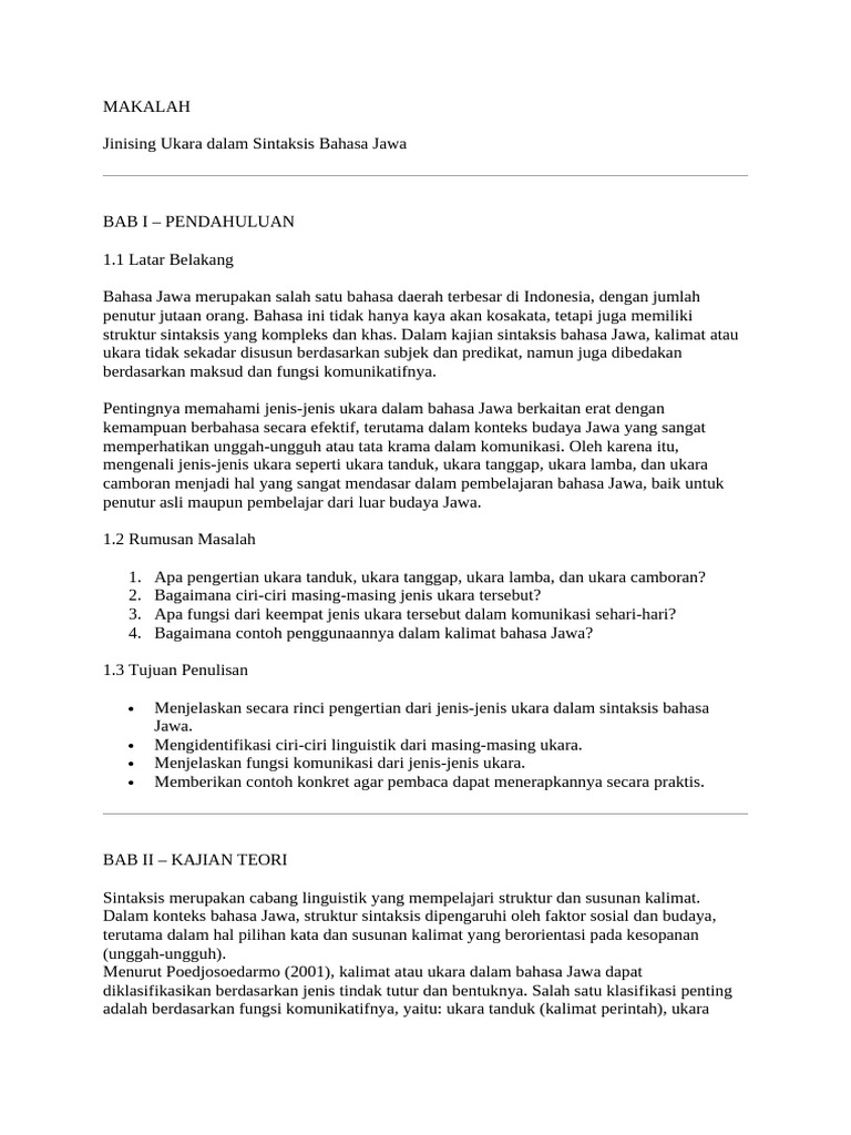 Ciri Ukara Lamba dalam Bahasa Jawa | PDF