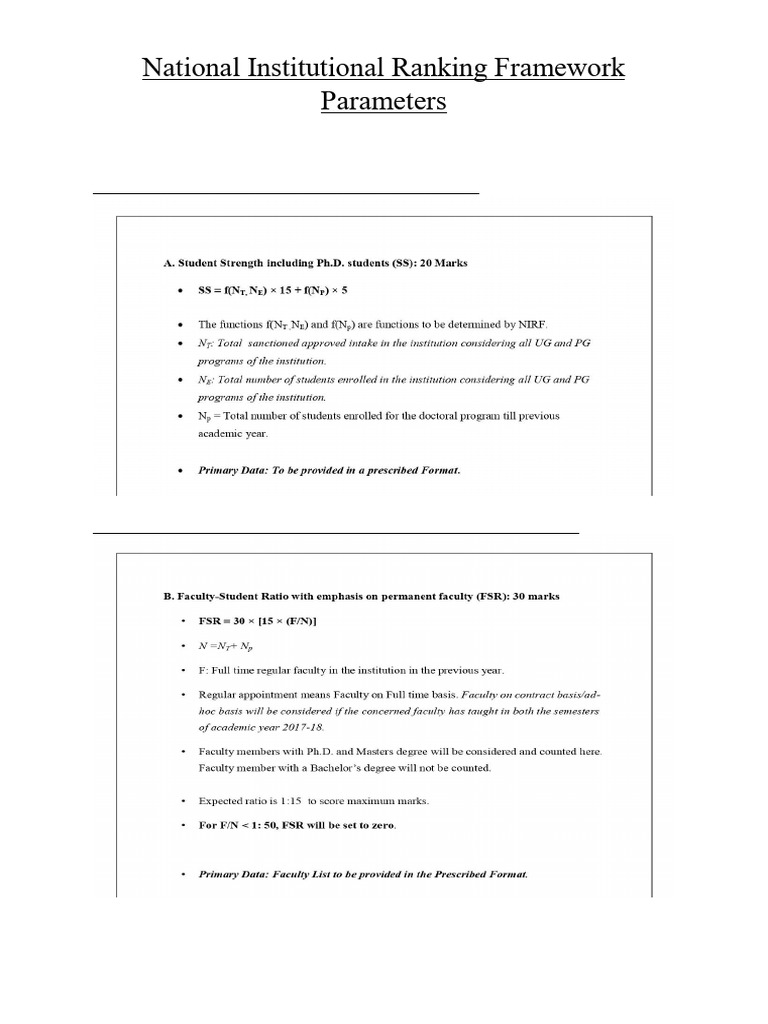NIRF Ranking Parameters Overview | PDF