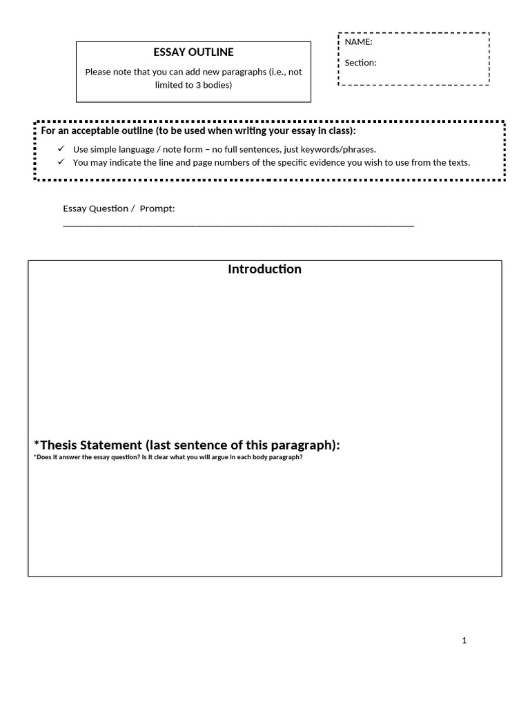Essay Planning Template SPRING 24-25 | PDF | Essays | Paragraph