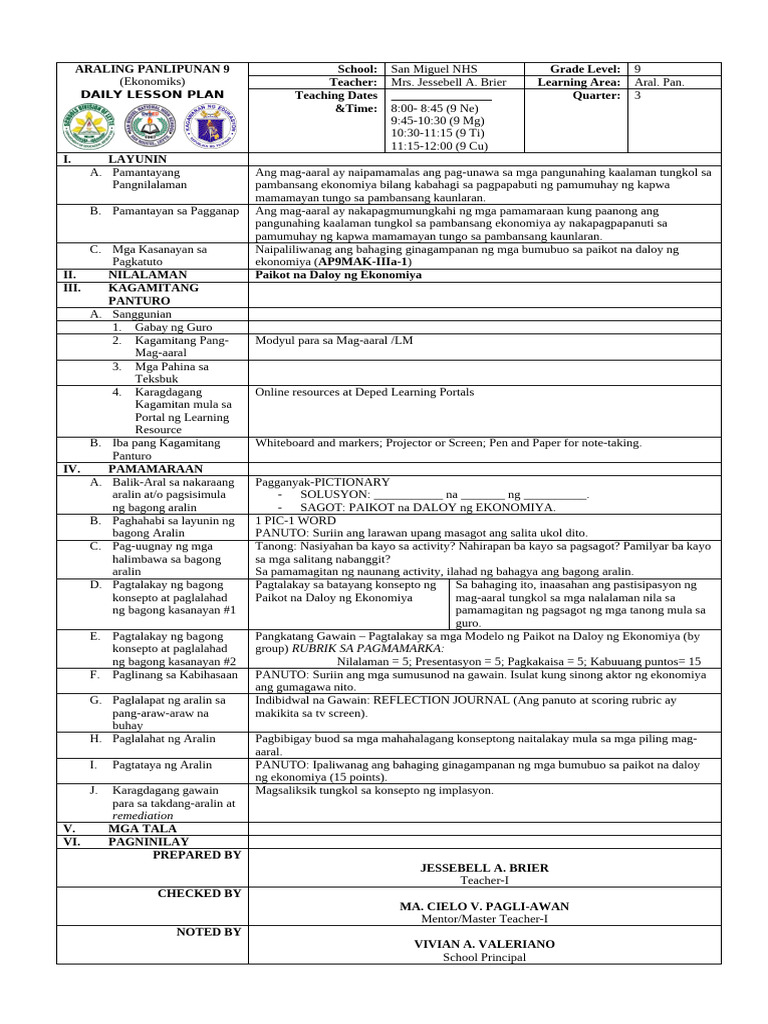 Dlp-Ap-Q3-Paikot Na Daloy NG Ekonomiya | PDF