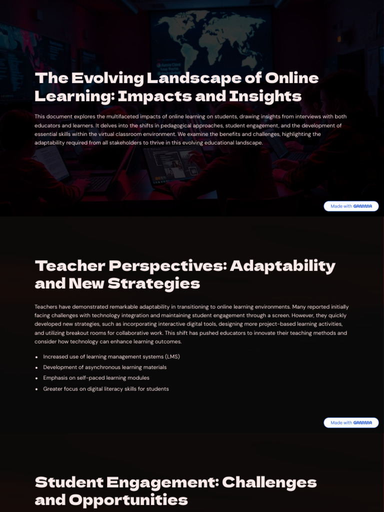 The Evolving Landscape of Online Learning Impacts and Insights | PDF ...
