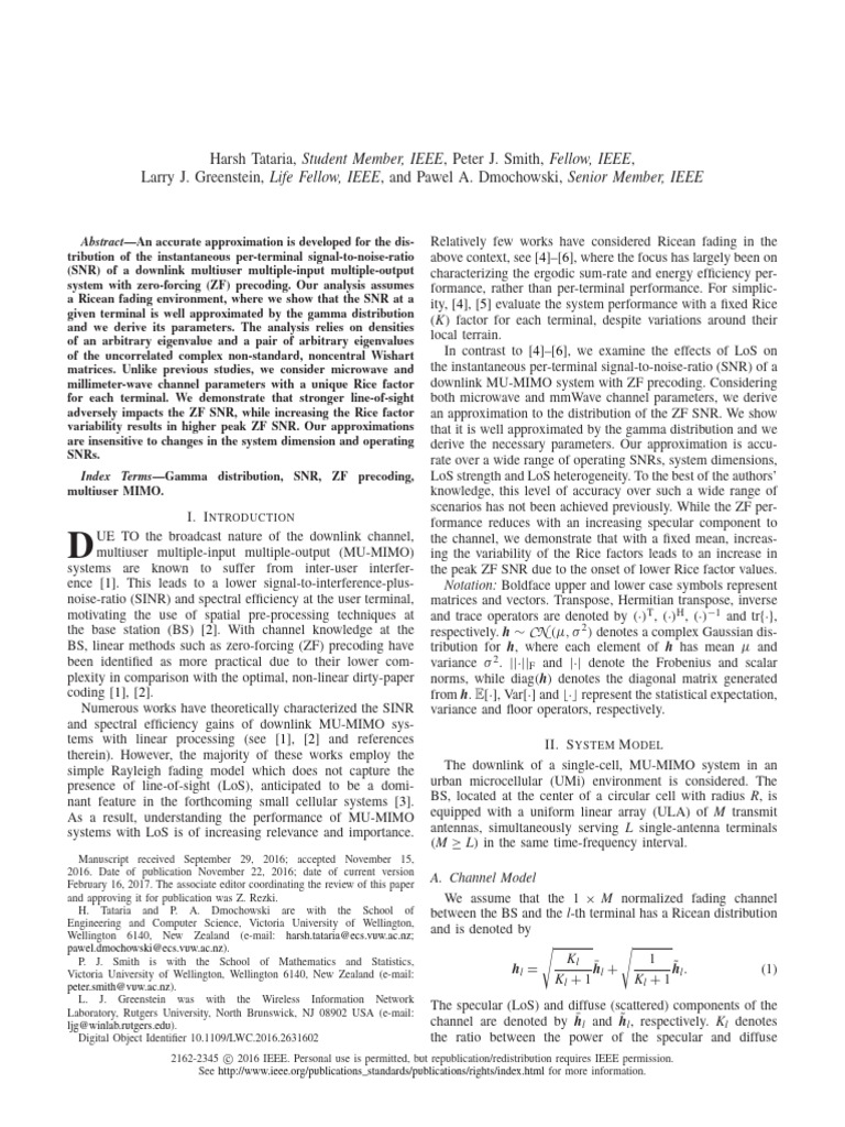Zero-Forcing Precoding Performance in Multiuser MIMO Systems With ...