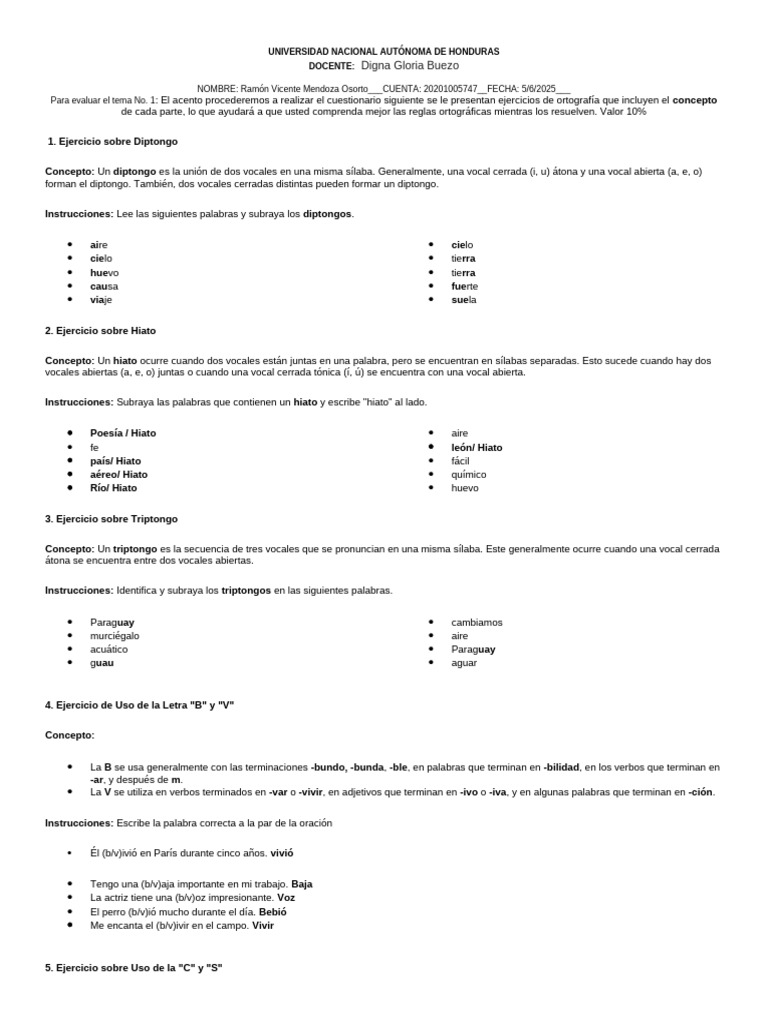 Prueba para Evaluar El Tema No. 1 y Valorar Conocimientos Previos ...