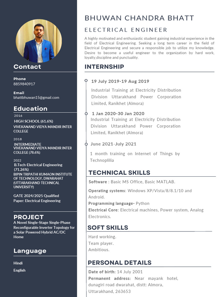 Bhuwan Chandra Bhatt Resume | PDF | Electricity | Computing