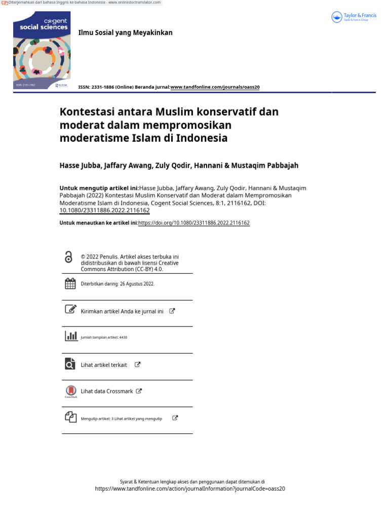 The Contestation Between Conservative and Moderate Muslims in Promoting ...
