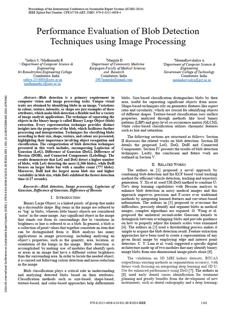 Performance Evaluation of Blob Detection Techniques Using Image ...