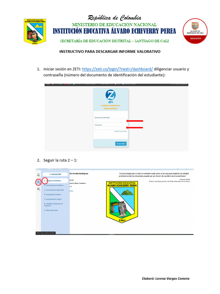 Instructivo para Descargar Informe Valorativo | PDF