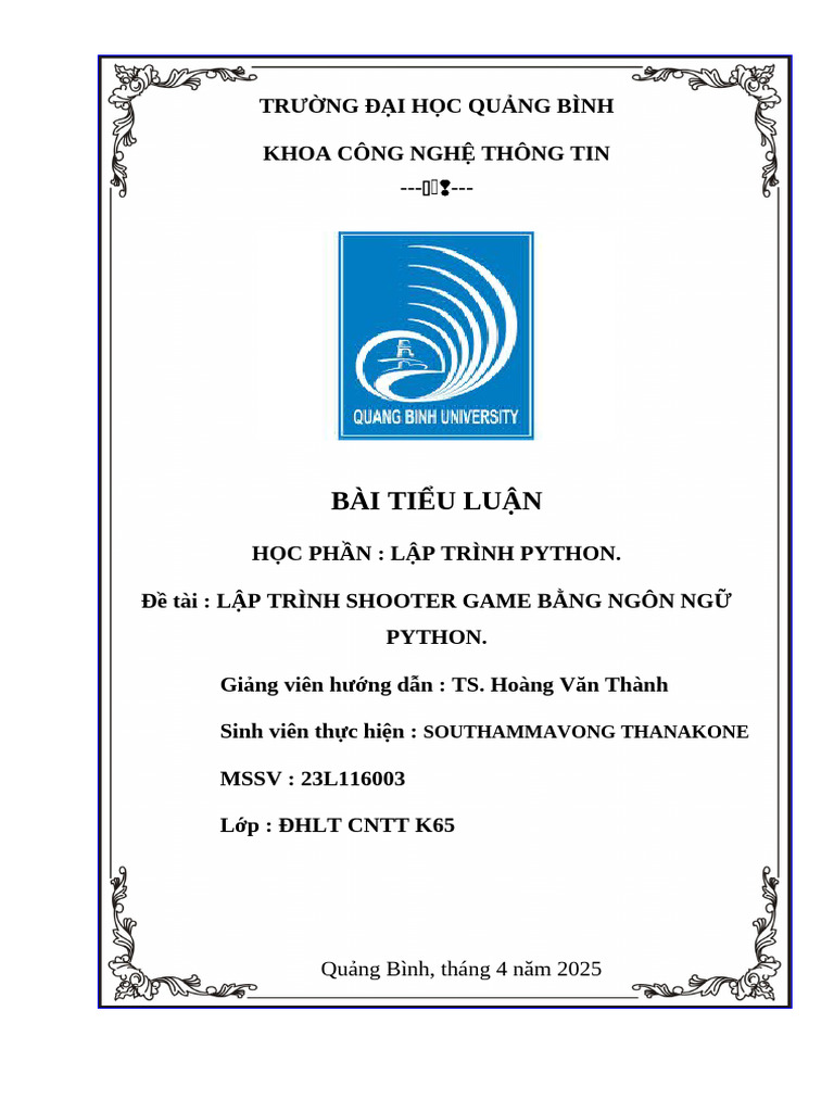 Bai Tiểu Luận LT Python - THANAKONE | PDF