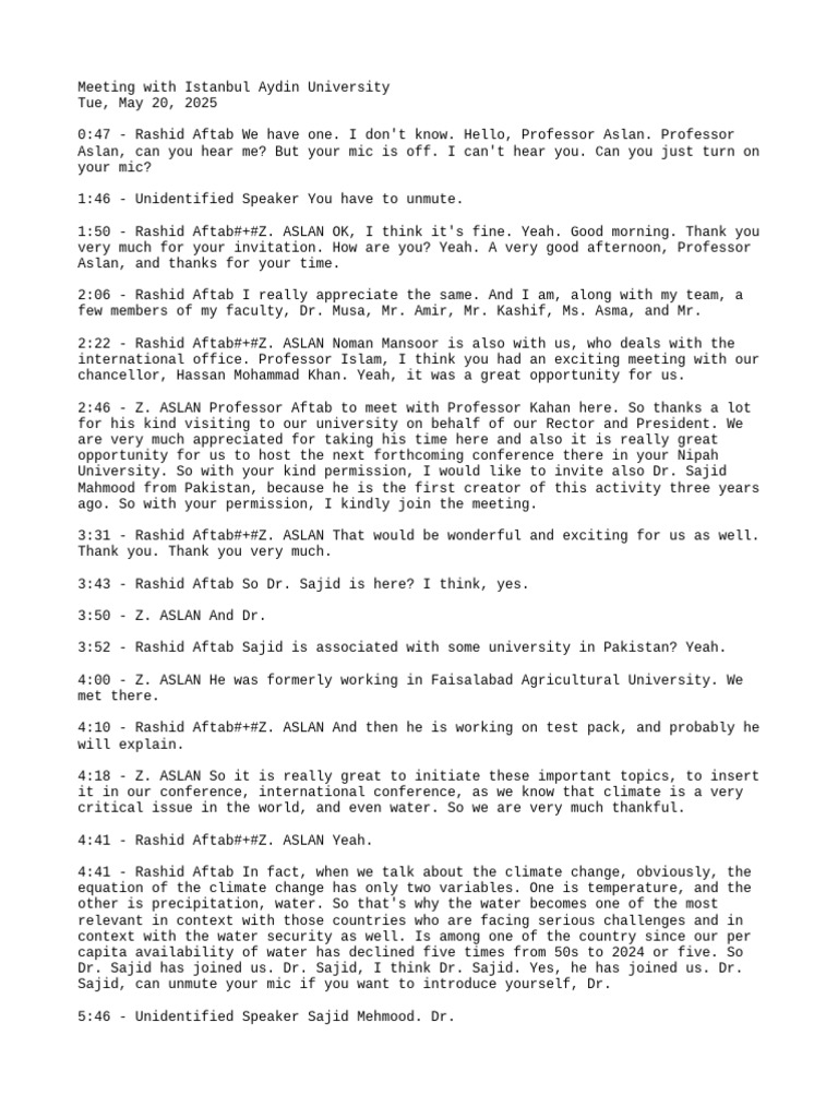 Meeting With Istanbul Aydin University Transcript | PDF | Water ...