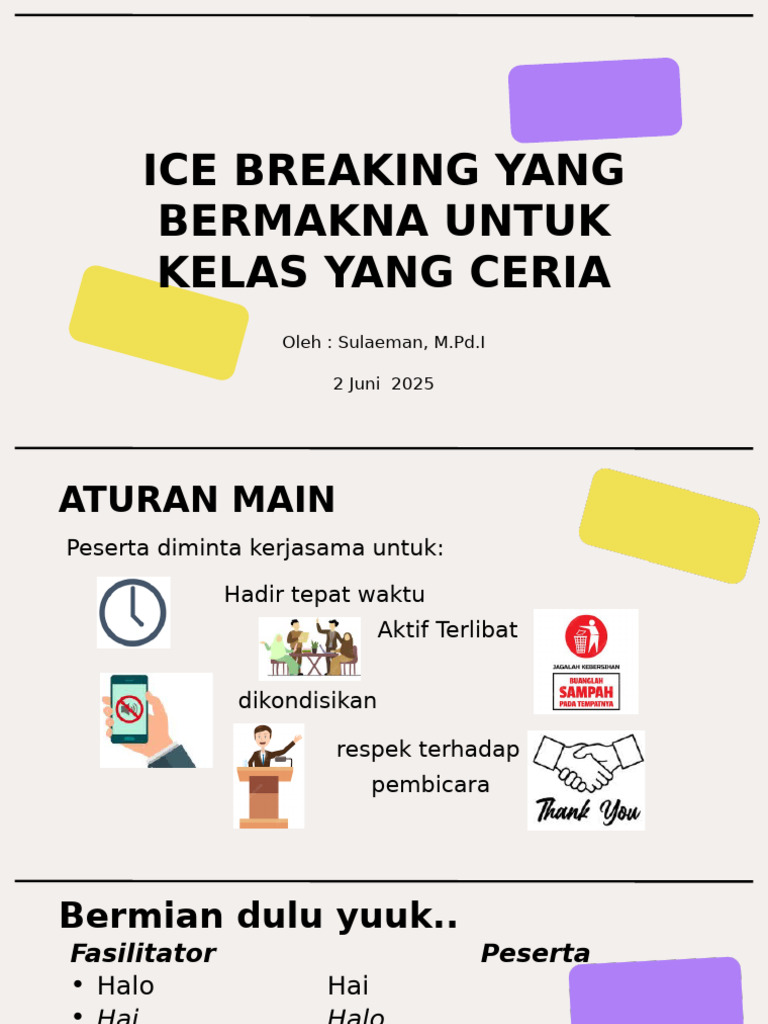 Ice Breaking untuk Kelas Ceria dan Efektif | PDF
