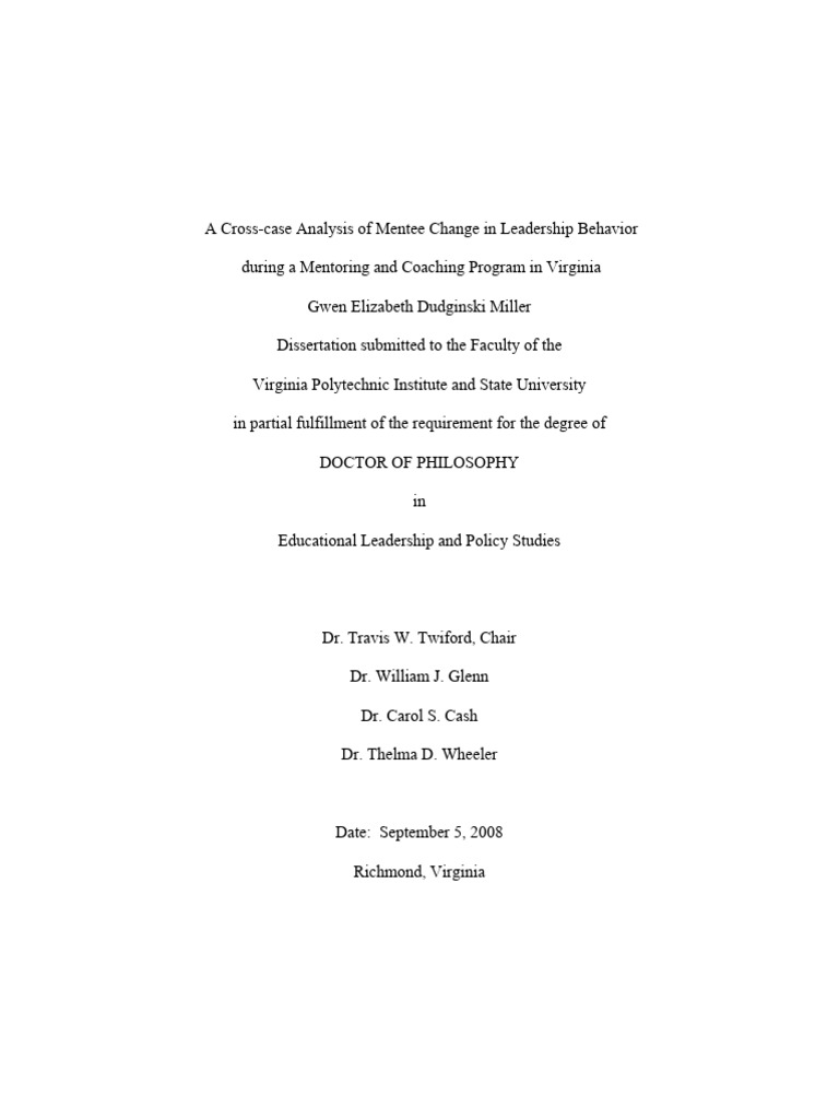 A Cross-Case Analysis of Mente | PDF | Mentorship | Leadership