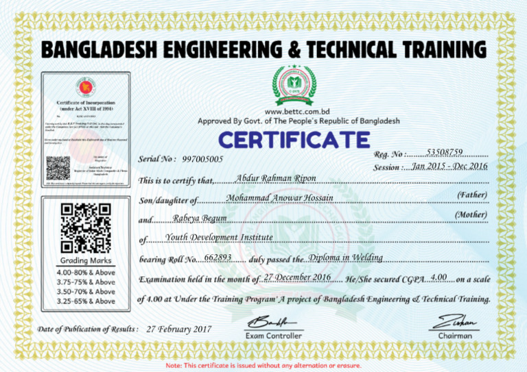 Abdur Rahman Ripon - Certificate | PDF