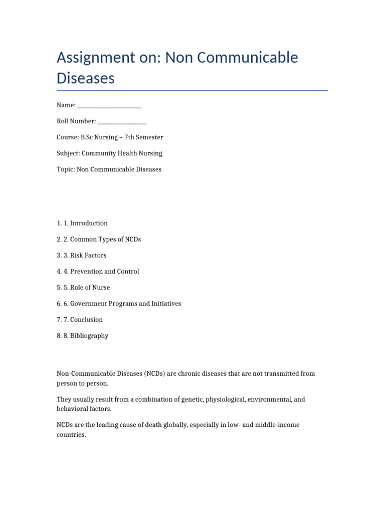 Non Communicable Diseases | PDF | Non Communicable Disease | Preventive ...