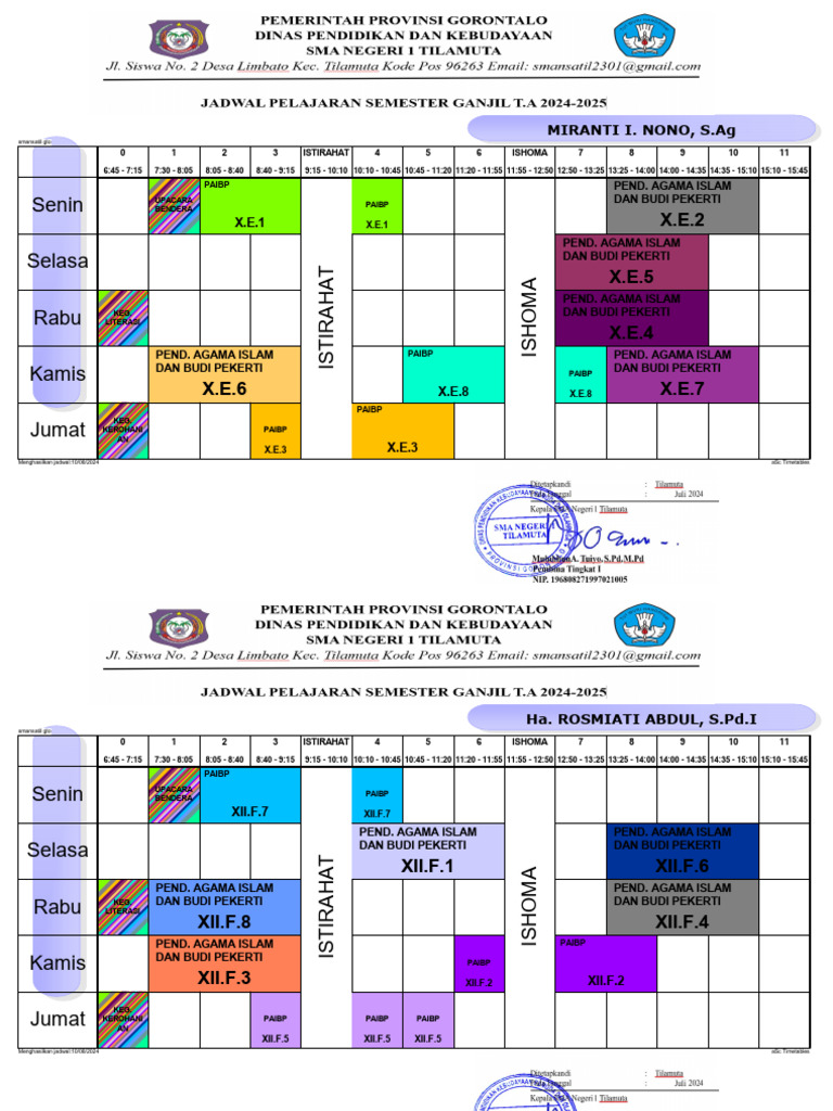 Jadwal Perguru | PDF
