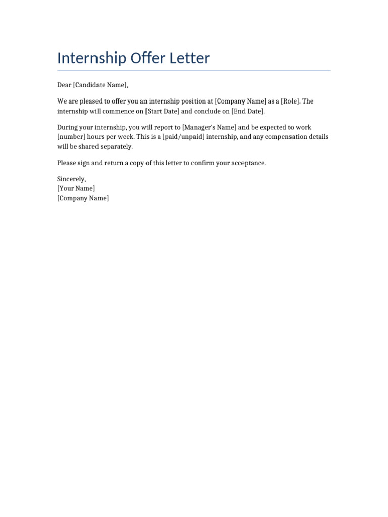 Internship Offer Letter | PDF