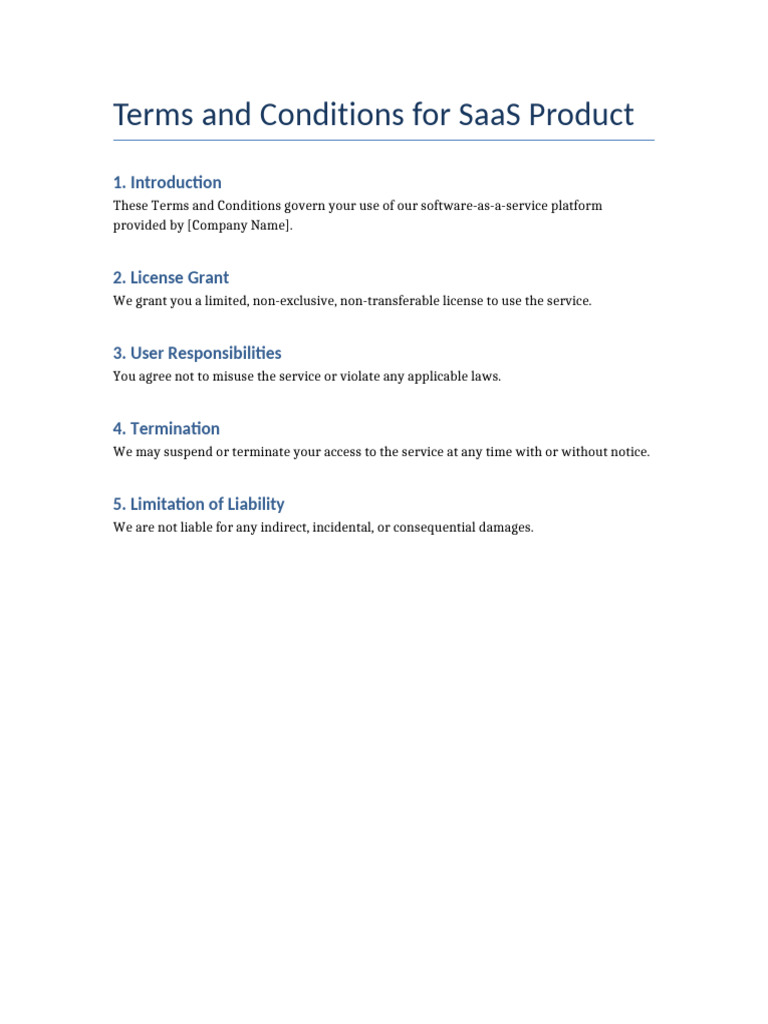 SaaS Terms and Conditions | PDF