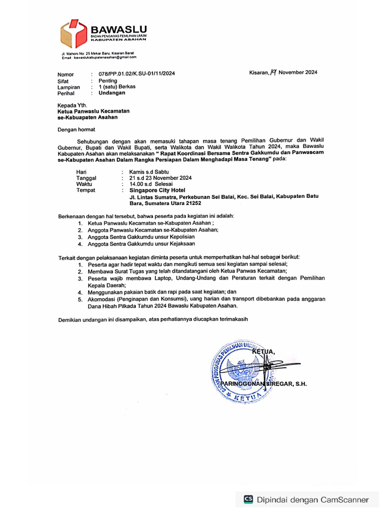 Undangan Rakor Gakkumdu | PDF