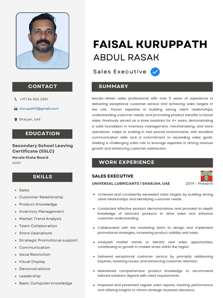Faisal Abdul Rasak CV Resume 20241026 151045 0000 | PDF | Sales ...