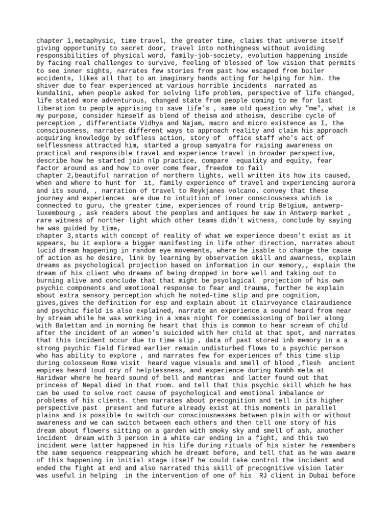 Chapter 1, Metaphysic, Time Travel | PDF | Dream | Experience