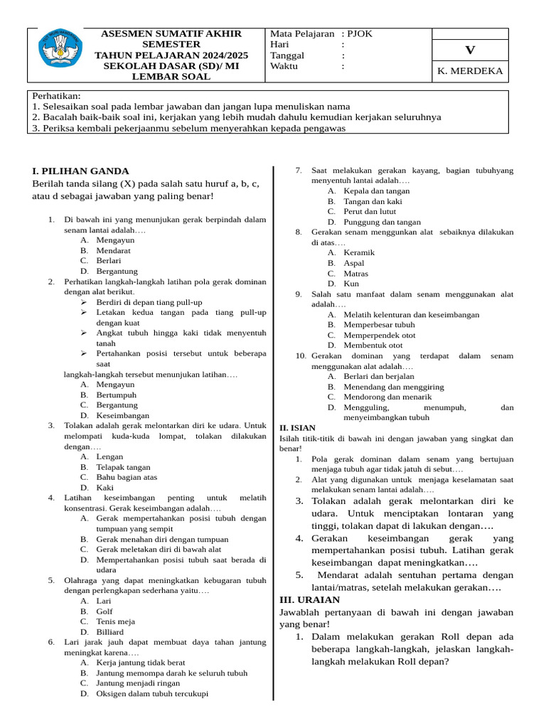 Format Lembar Soal 5 | PDF