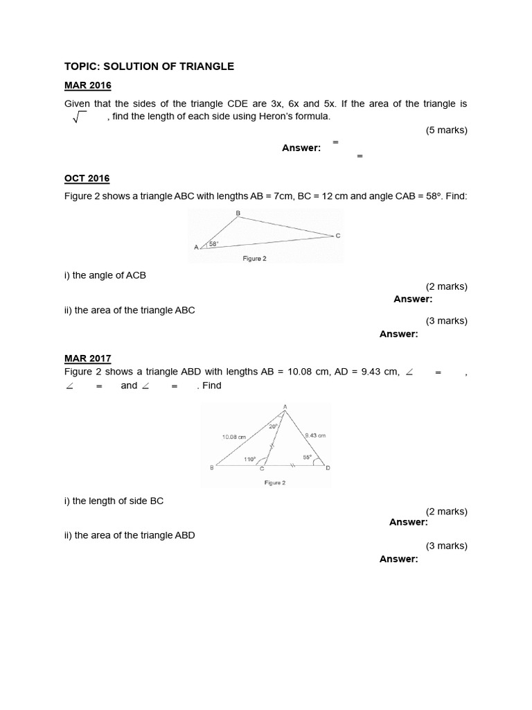 Chapter 4 - Solution of Triangle | PDF | Area | Convex Geometry