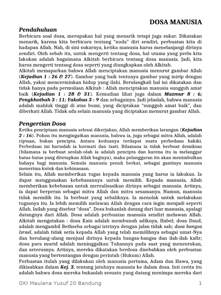 Dosa Manusia dalam Perspektif Kristen | PDF