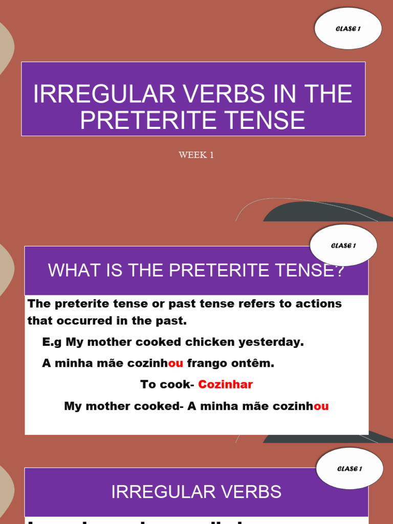 Conjugação de Verbos Irregulares no Pretérito | PDF | Gravação de som ...