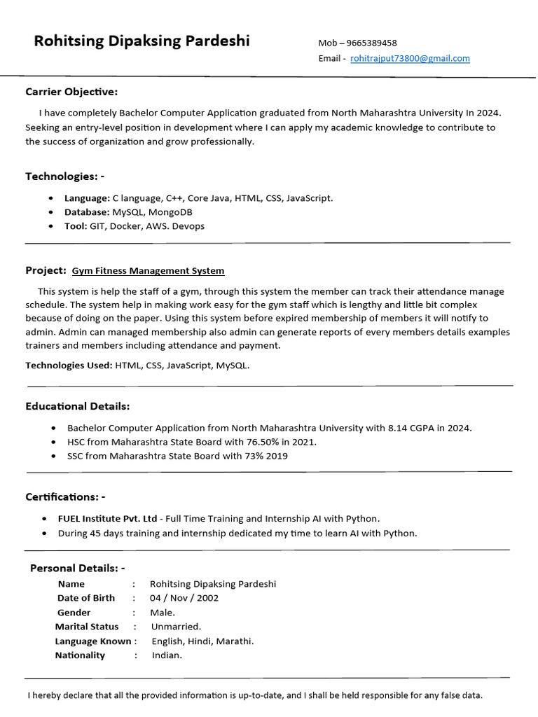 Rohit Resume 1 | PDF