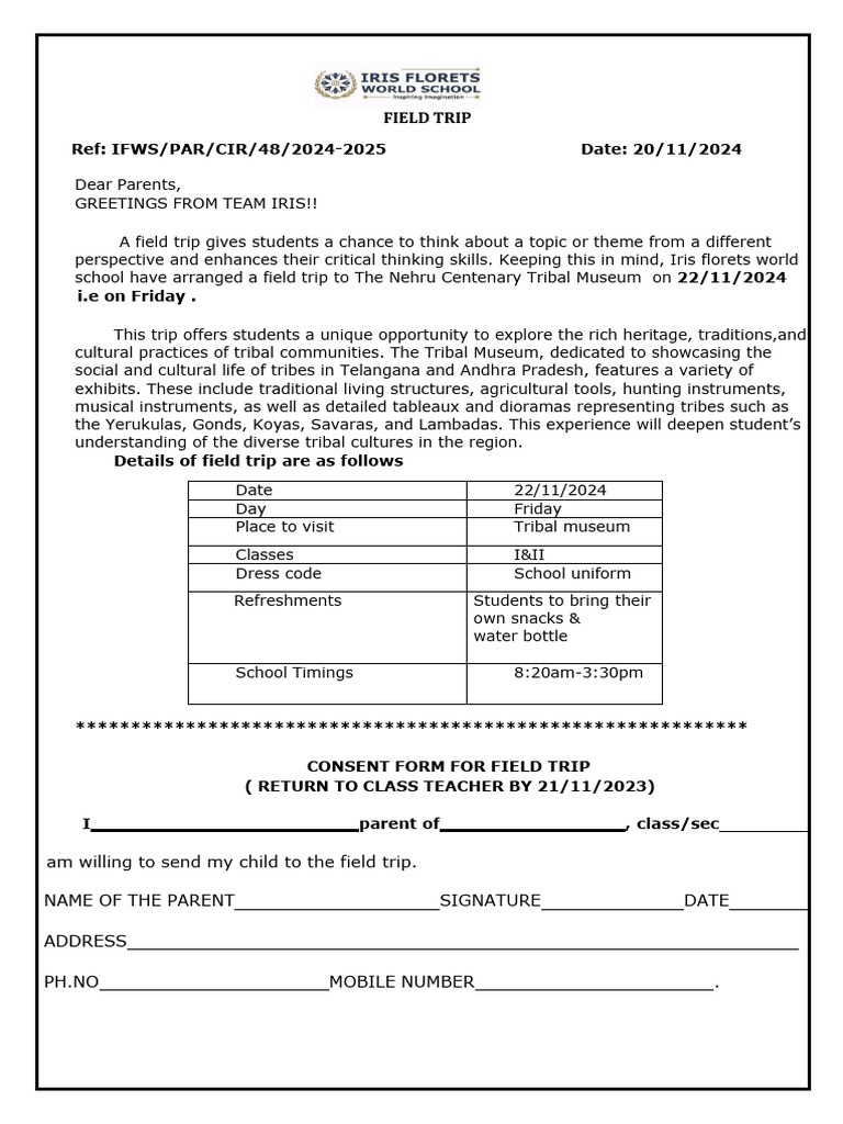 Field Trip Circular | PDF