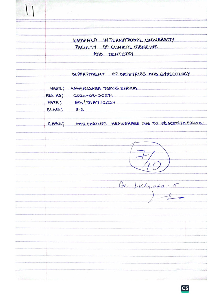 OBSGYN..... APH Due To Placenta Previa | PDF