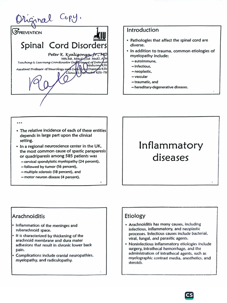 Spinal Cord Disorders | PDF