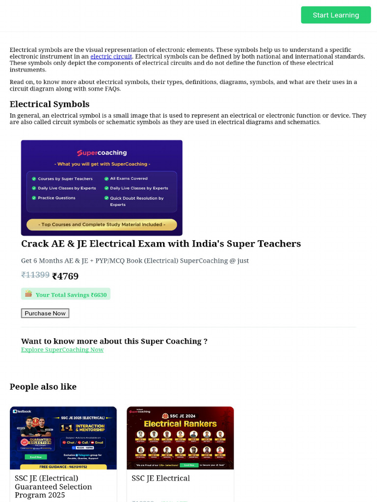 Electrical Symbols - Know Definition, Types, Diagrams, Functions | PDF
