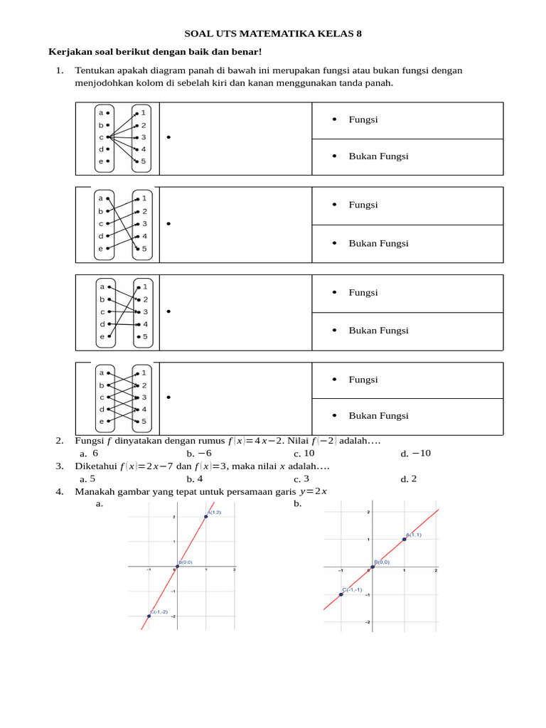 UTS Matematika - Kelas 8 - Revisi | PDF