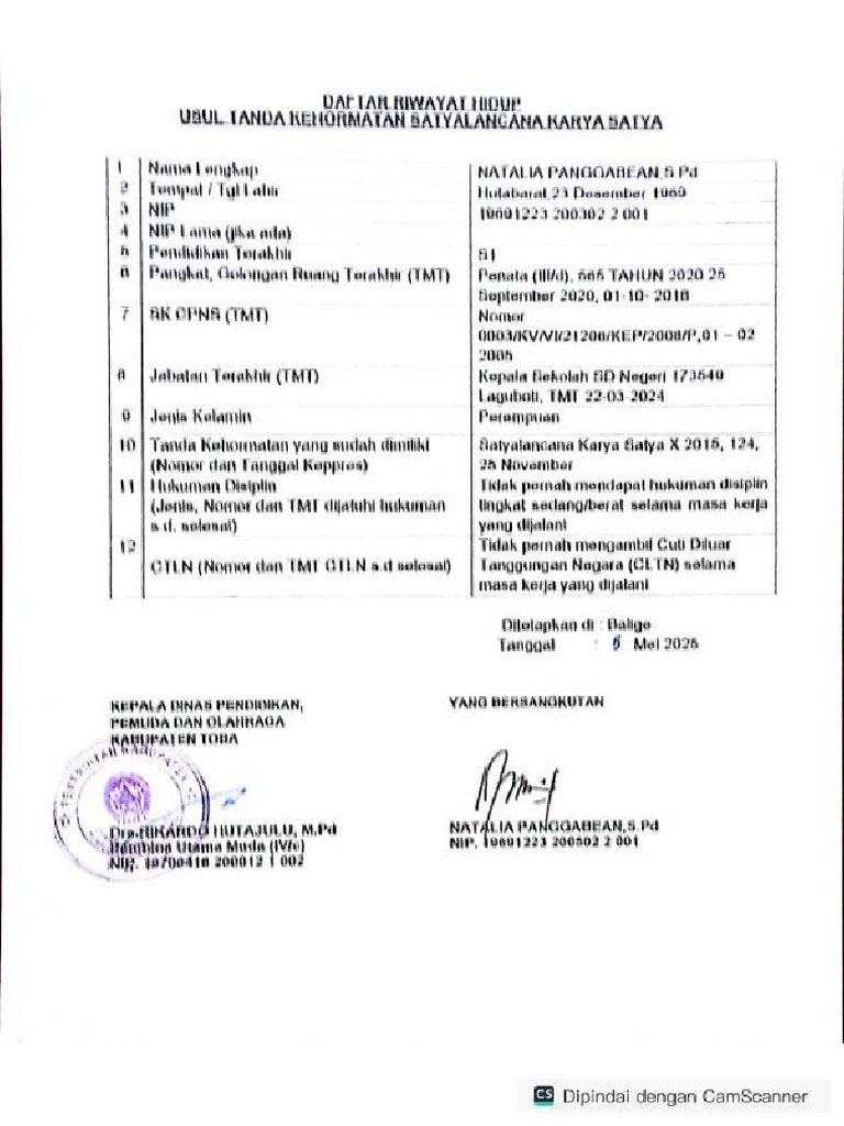 Natalia Panggabean, S.PD Satya Lencana | PDF