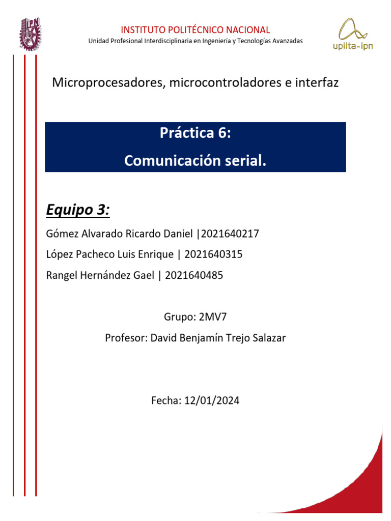 Practica6 Micros EQUIPO3 | PDF | Microcontrolador | Ingeniería Informática