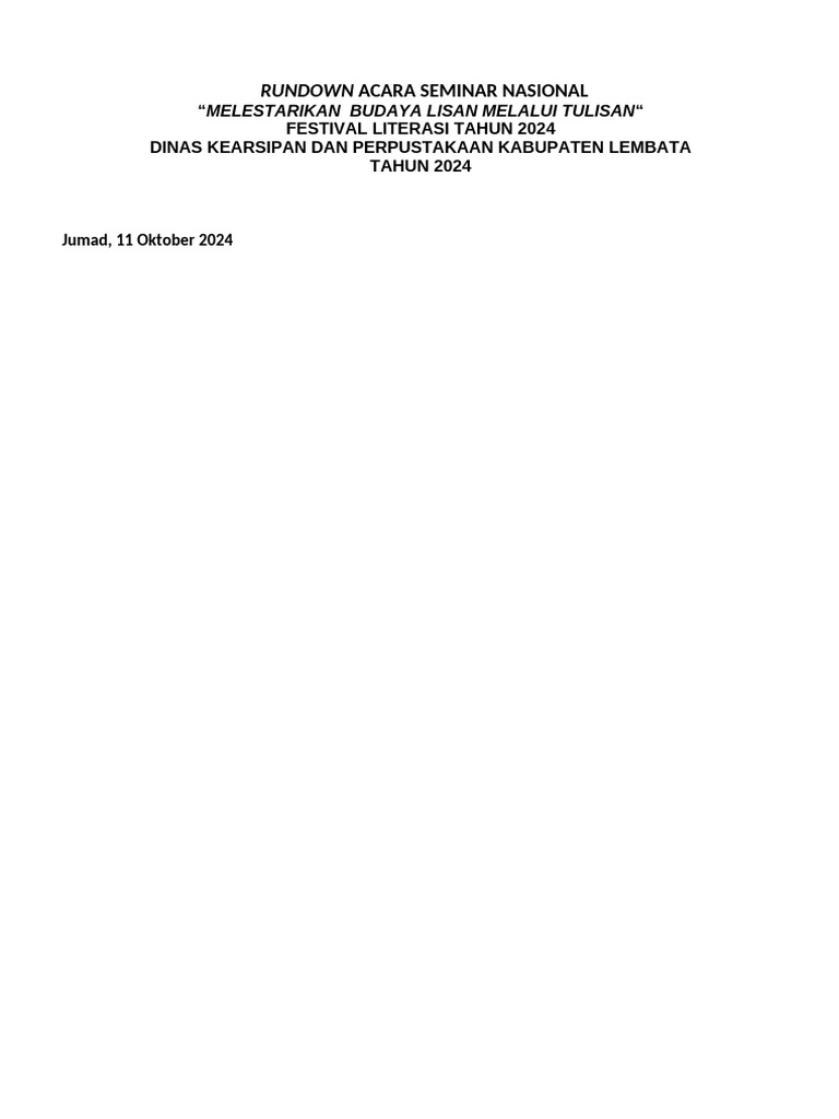 Rundown Seminar Nasional 2024 | PDF