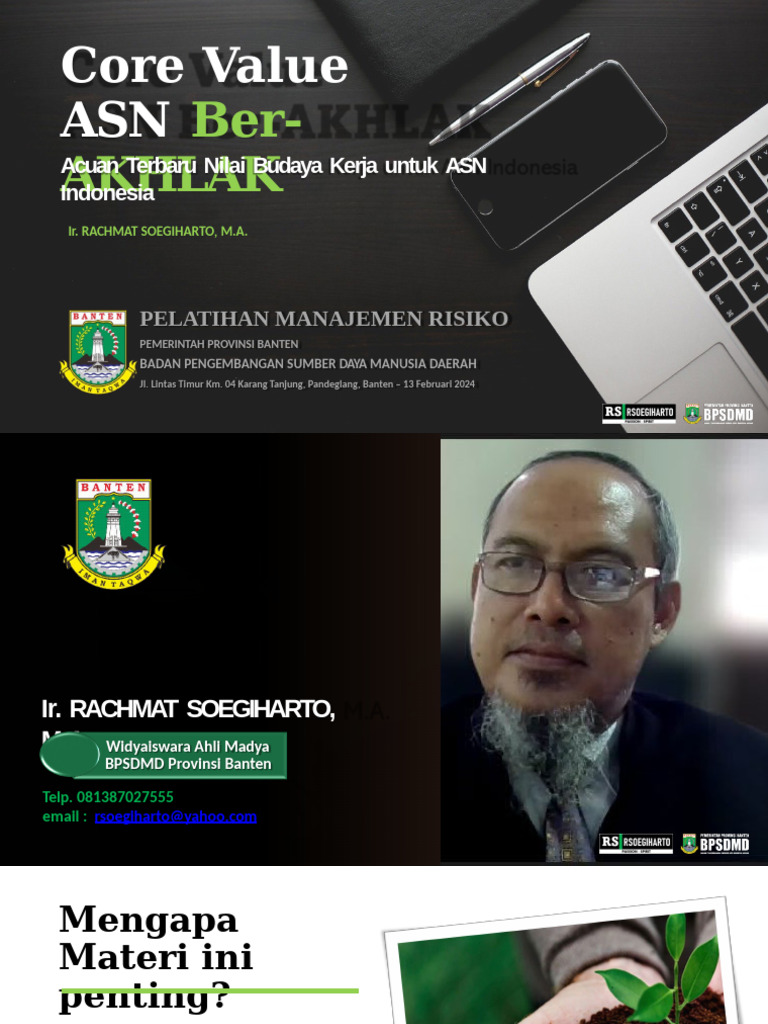 ASN Ber-Akhlak - Diklat Manajemen Risiko | PDF