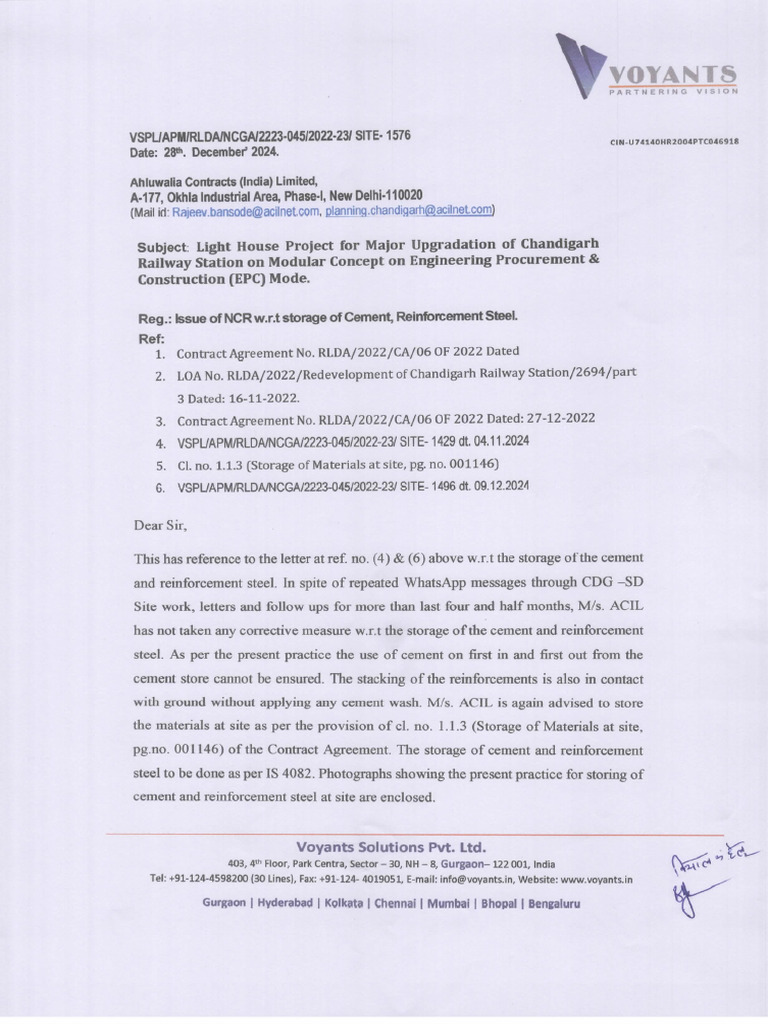 NCR Storage of Cement and Steel Site - 1576 | PDF