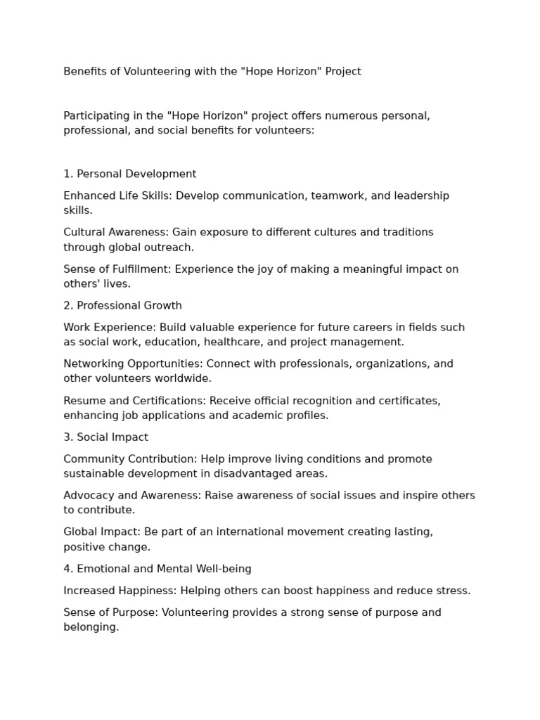 Benefits of Volunteering With The | PDF | Volunteering | Happiness
