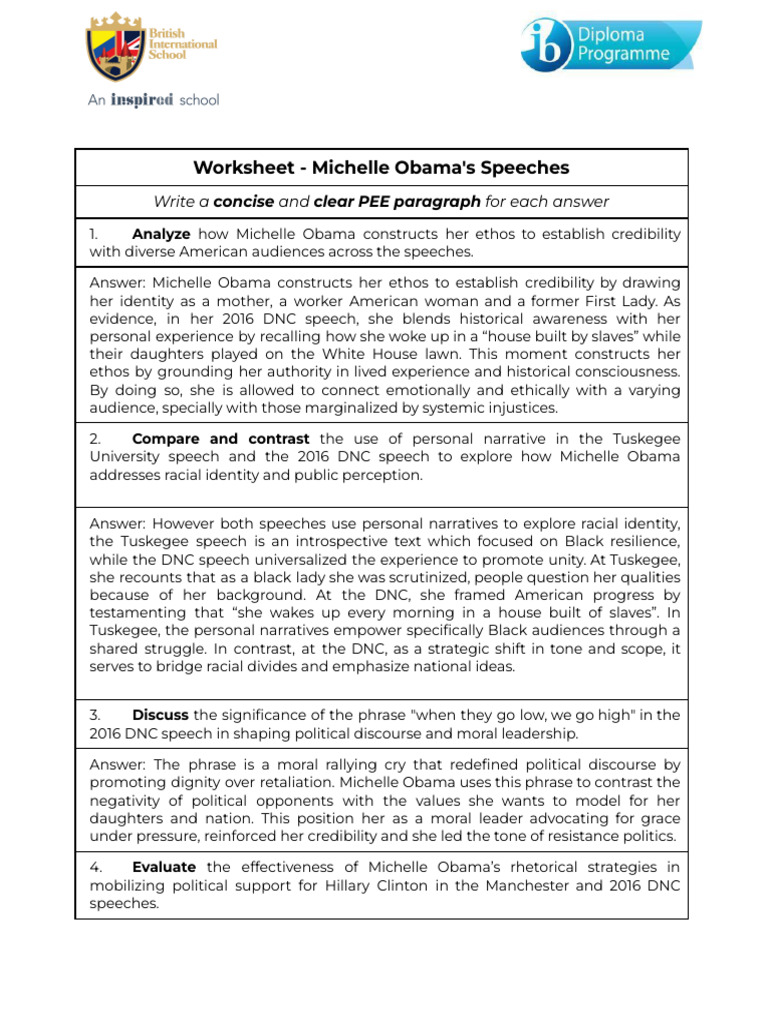 Michelle Obama's Rhetorical Strategies Analysis | PDF | Rhetoric | 2016 ...