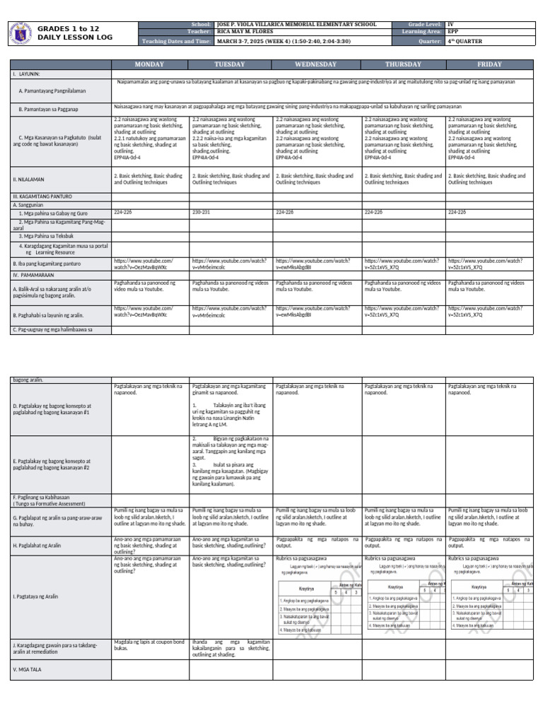 DLL - Epp 4 - Q4 - W4 | PDF