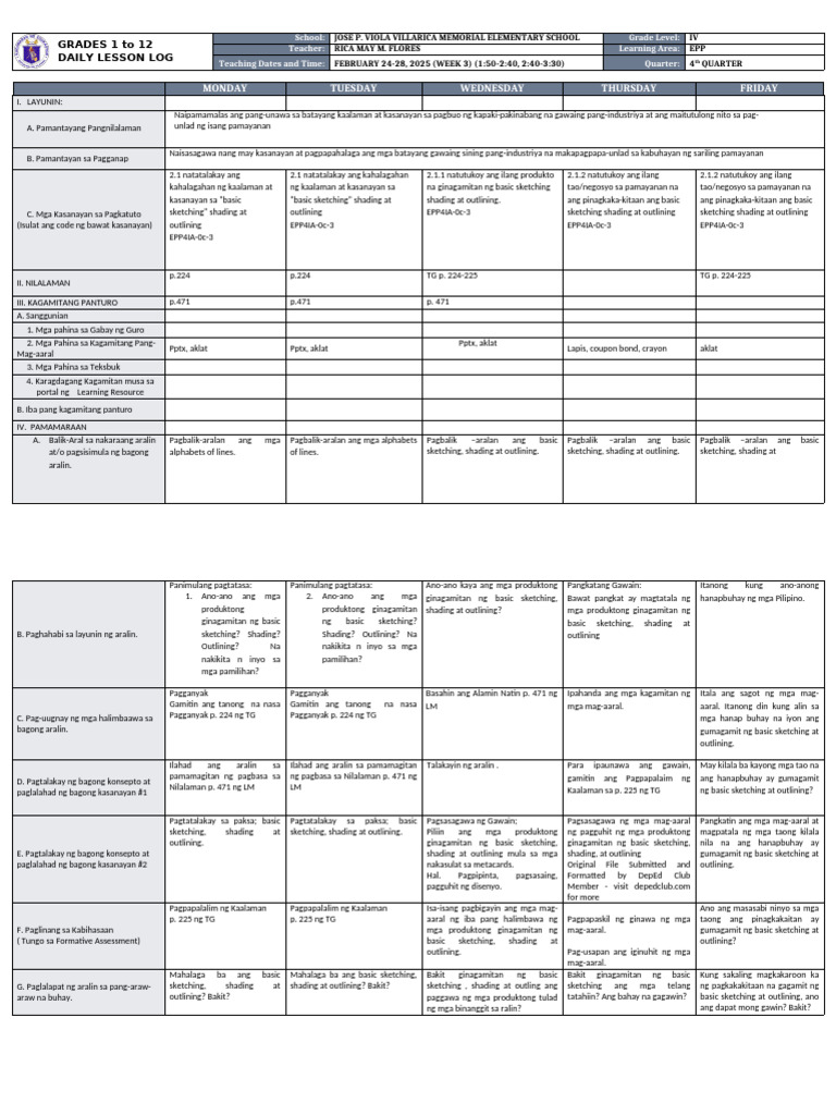 DLL - Epp 4 - Q4 - W3 | PDF