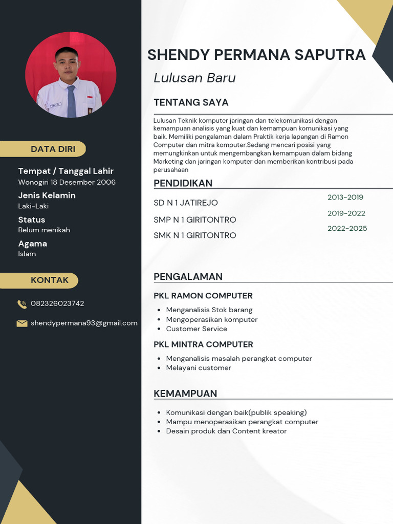 Hitam Dan Putih Modern CV Resume Riwayat Hidup - 20250616 - 124851 ...