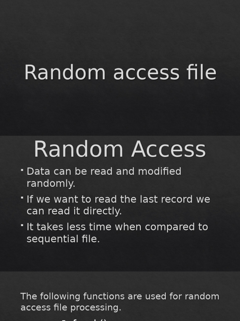 Random Access File - Example Program | PDF