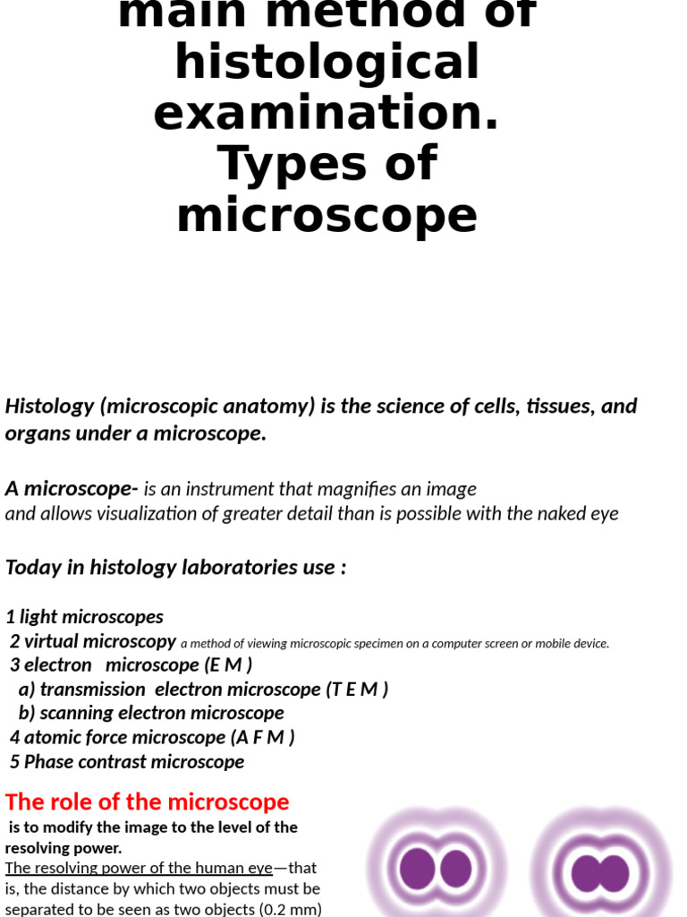 1 Microscopy As A Main Method of Histological Examination | PDF ...