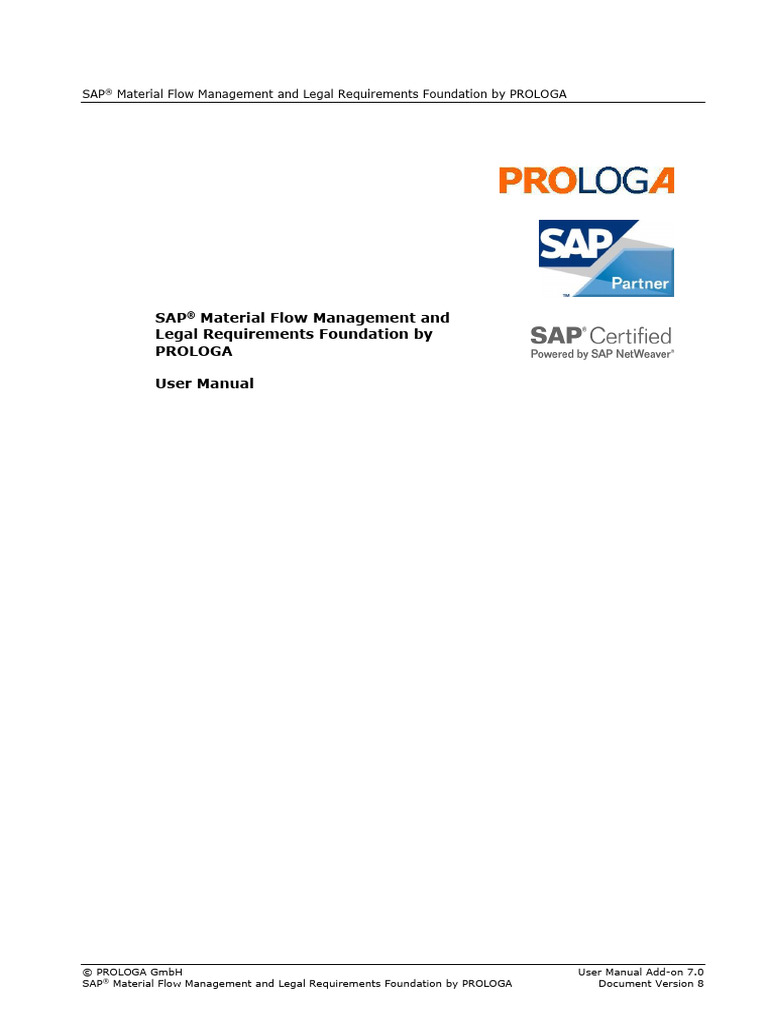 SAP Material Flow Management and LRF by PROLOGA User Manual | PDF ...