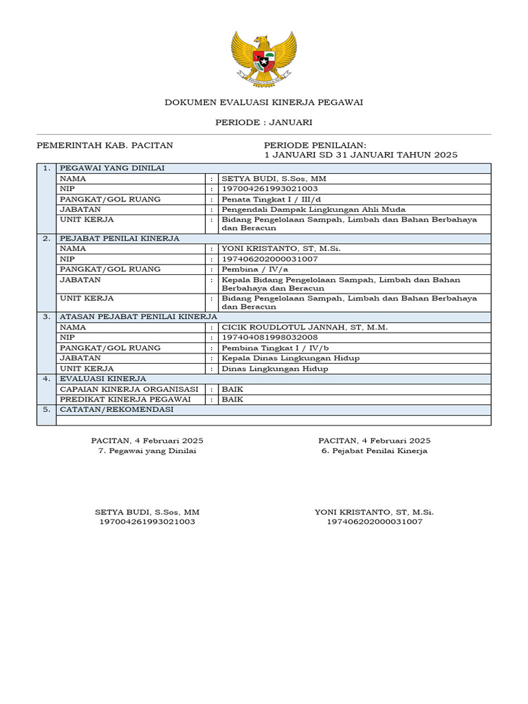 Dok Evaluasi Setya Budi Januari | PDF