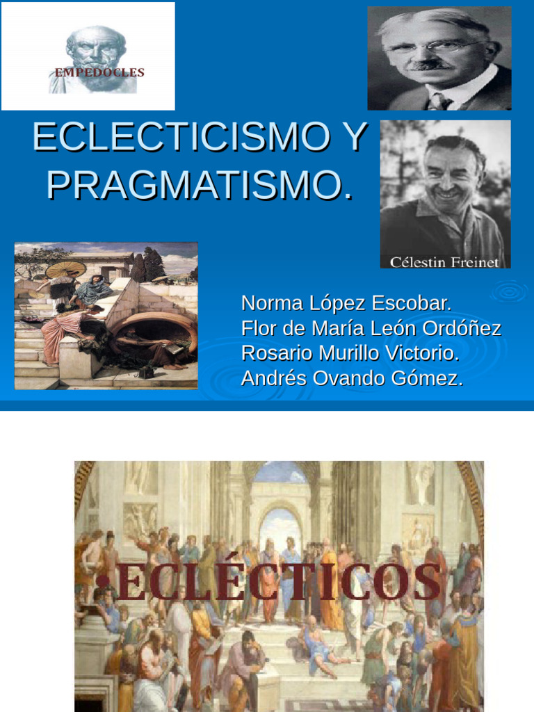 Eclecticismo y Pragmatismo | PDF | Escuelas | Aprendizaje
